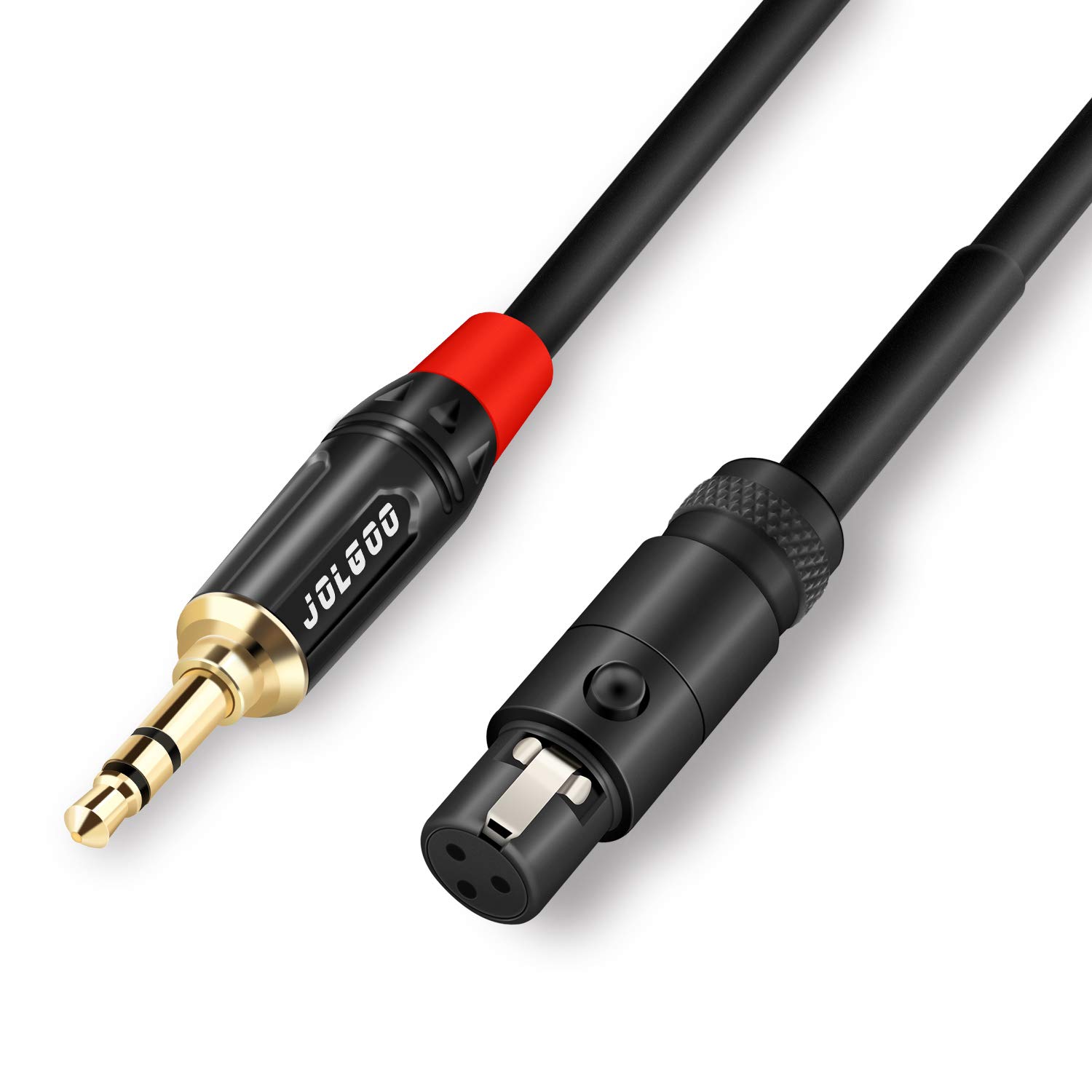 JOLGOO 3.5mm Stereo Audio Plug to Mini XLR Female Cable, 1/8" TRS Plug to 3-pin Mini XLR Female Headphones Audio Cable, 6.6 Feet