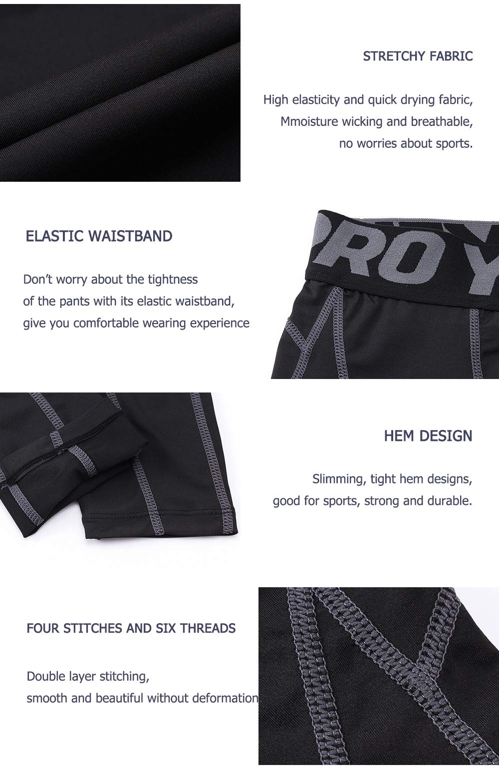 Mens Compression Set Long Sleeve Football Undershirts and Running Tights Cool Workout Baselayer Top & Bottom