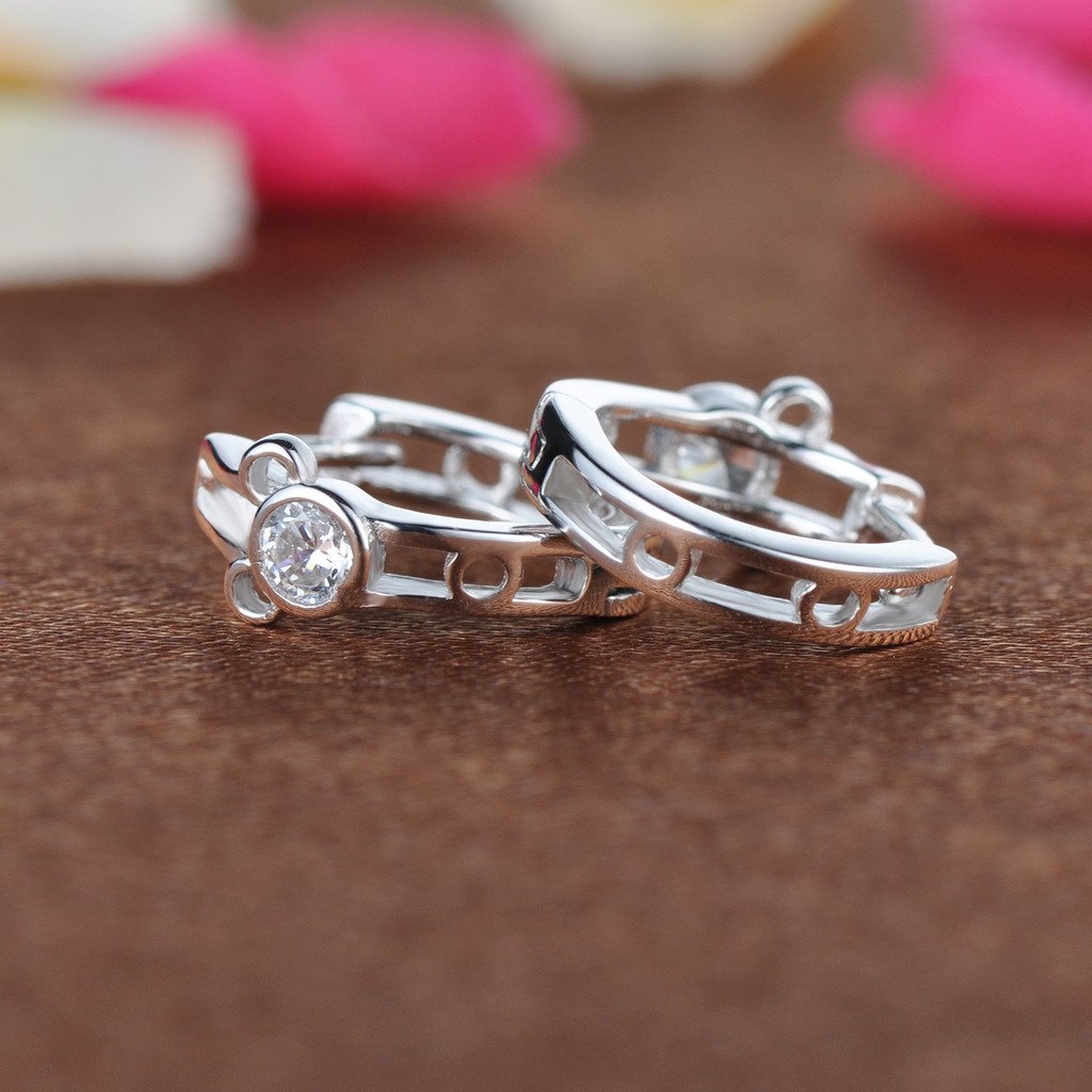 Infinite U Huggie Earrings 925 Sterling Silver Small Hoop for Women (Mouse)