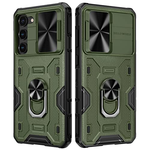 VEGO for Galaxy S23 Plus Case, Samsung S23 Plus Case with Stand & Slide Camera Cover Magnetic Absorption, Microfiber Lining 4 Corners Sponge Cushion Shockproof Case for Galaxy S23 Plus 6.6" - Green