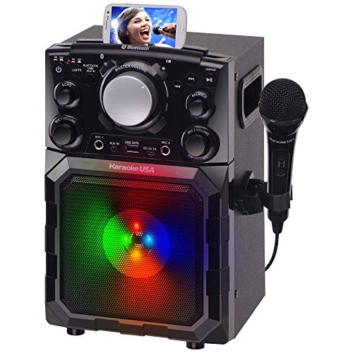 Karaoke USA Portable MP3 Karaoke Player with Bluetooth, PA, and Built-In Battery (GQ410) , Black