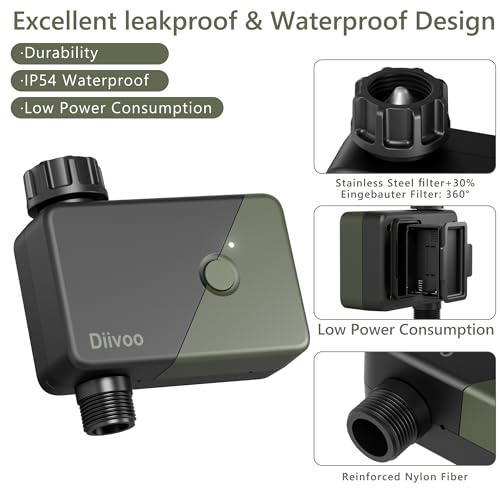 WiFi Hose Timer, Diivoo Smart Water Timer with WiFi Hub, 6 Irrigation Plans and 2 Watering Modes, Smart Sprinkler Compatible with Alexa and Google Home