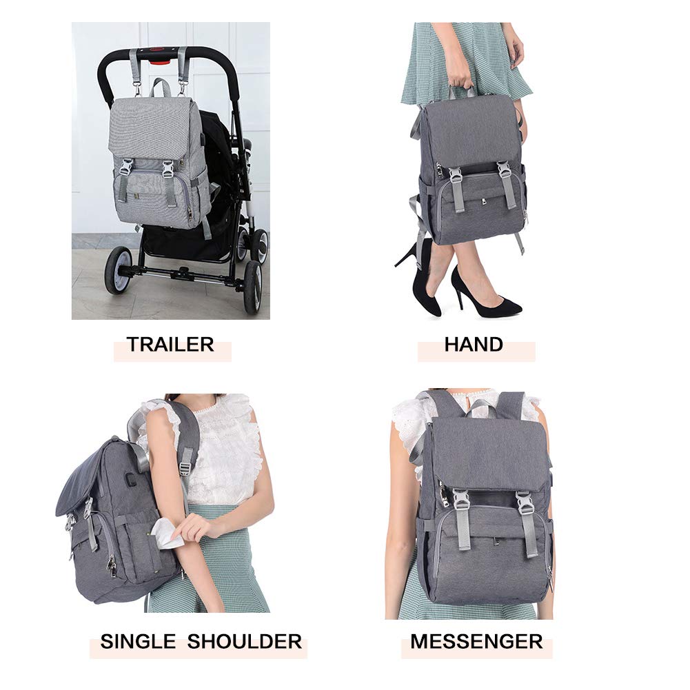 JHhomezeit Diaper Bag Backpack for Mom Dad, Large Baby Nappy Changing Bag w/Changing Pad…