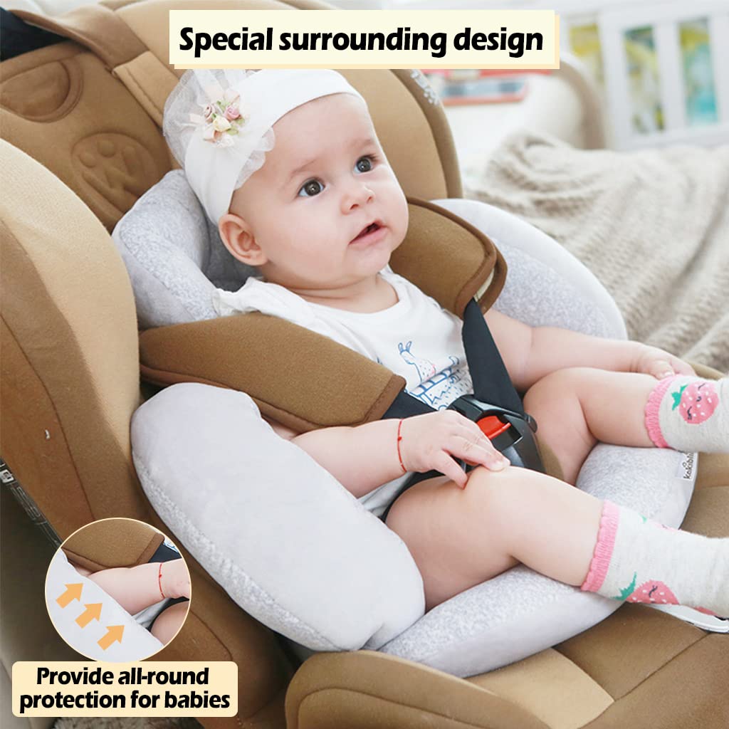 KAKIBLIN Baby Stroller Cushion, Soft Baby Stroller Liner Pram Head and Body Support Cushion Washable Baby Stroller Padding Head Support Pillow for Newborn, Gray