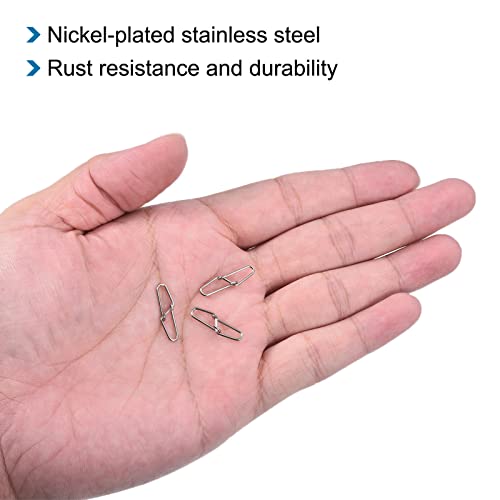 PATIKIL Duo-Lock Snaps, 100 Pack 66LBS Stainless Swivel Slid Rings Fishing Tackle Kit for Saltwater Freshwater, Silver