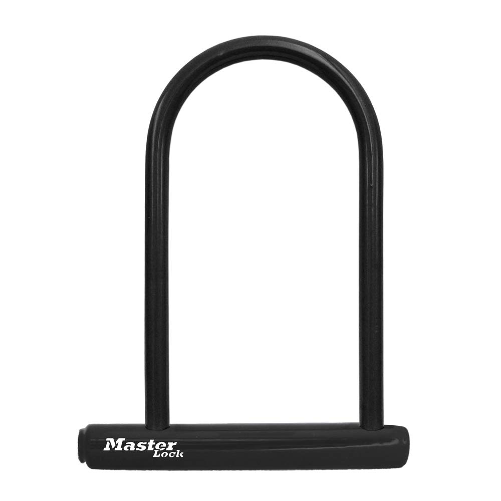 Master Lock 8170D U-Lock Bike Lock with Key, 1 Pack, 6-1/8 in. Wide, Black & BV Bicycle Light Set Super Bright 5 LED Headlight, 3 LED Taillight, Quick-Release