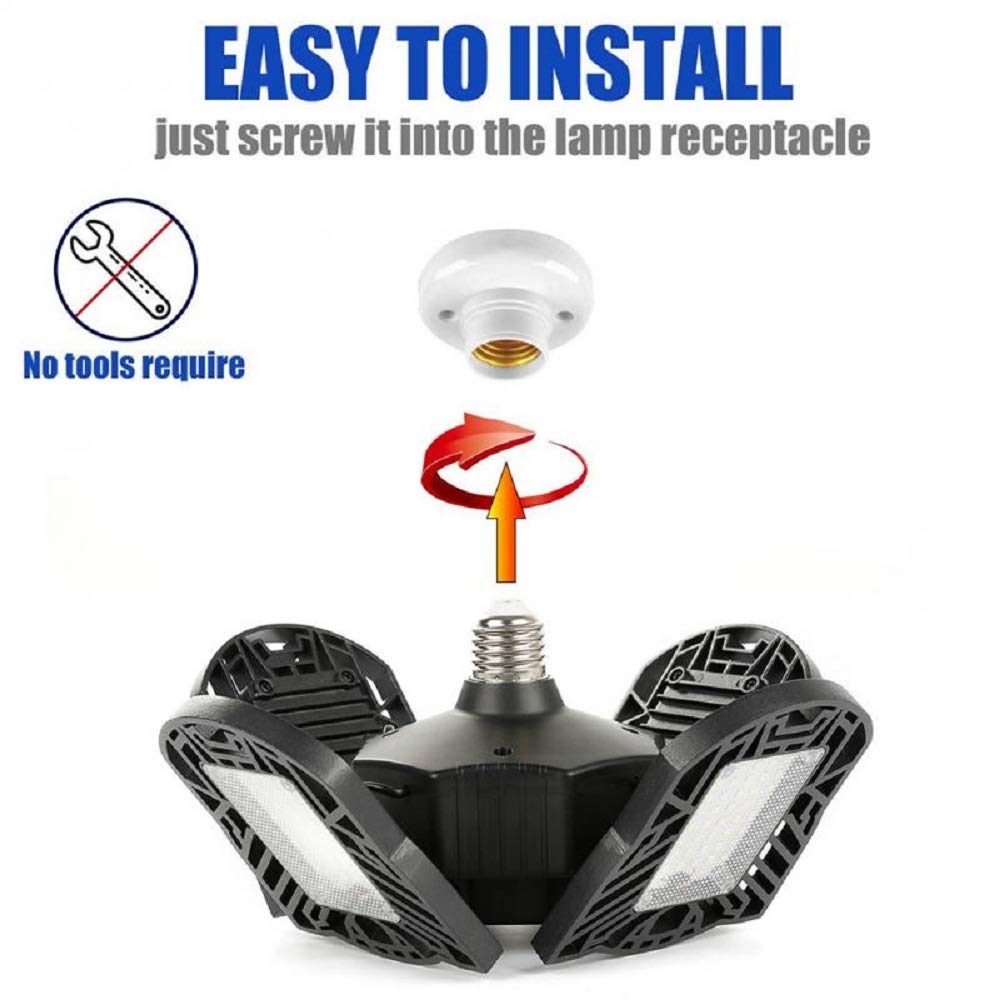 Led Garage Lights,120w Deformable Garage Ceiling Light 12000lm E28 Basement Lights,Adjustable Led Panels β Fits for Garage, Warehouse, Barn, Workshop and Yard