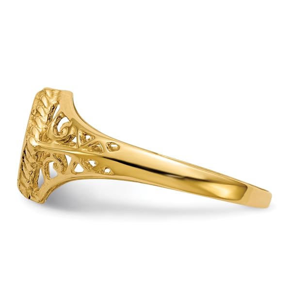IceCarats 14K Yellow Gold Custom Engraved Signet Ring Handmade Personalized Monogram Initial Letter Band Size 5.25