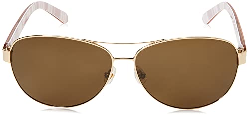 Kate Spade New York Women's Dalia 2 Aviator Sunglasses, Light Gold/Brown Polarized, 58 mm