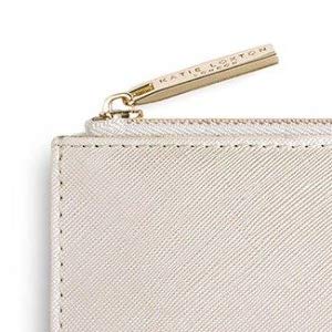 KATIE LOXTON Mother Of The Bride Medium Vegan Leather Clutch Bridal Perfect Pouch Metallic Gold