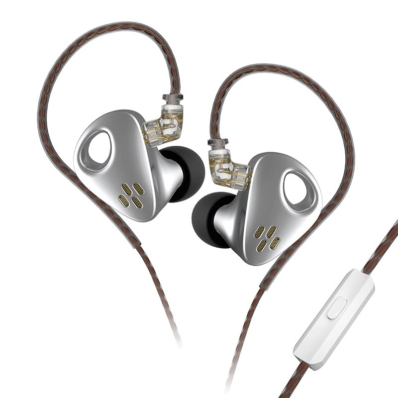 WJLYP CCA CXS Cavity Open-Back Design HiFi Metal Earphone Wired Sport Running Dynamic Headphone Music DJ Headset Earbuds (Silver with Mic)