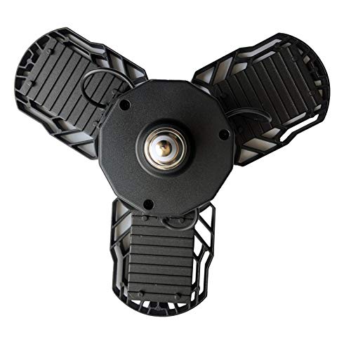 LED Garage Lights, 60W Deformable Garage Ceiling Lighting Fixture, 6000LM E26 Trilights with 3 Adjustable Panels, 6000K Triple LED Shop Light Bulb for Garage, Workshop, Warehouse (No Motion Activated)