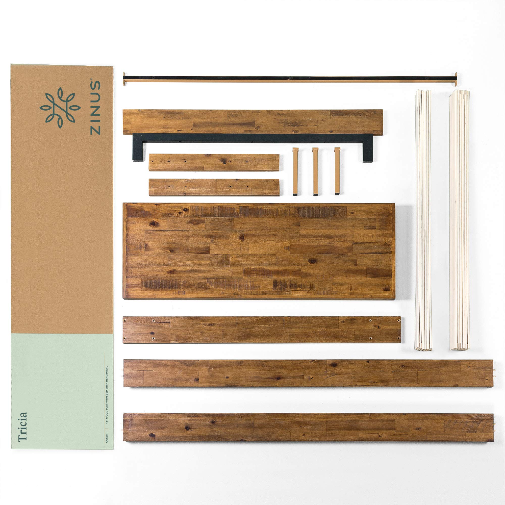 ZINUS Tricia Wood Platform Bed Frame with Adjustable Headboard, Wood Slat Support with No Box Spring Needed, Easy Assembly, Full