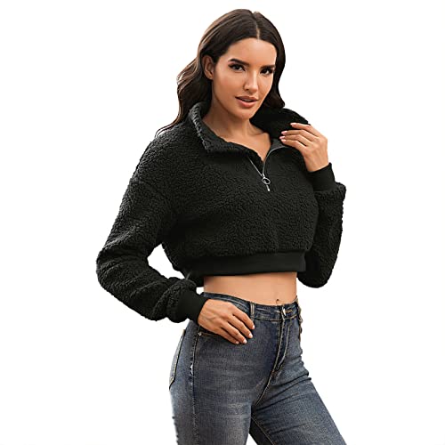 Mens Oodie Blanket Hoodie Women'S Zipper Coat Plush Pullover Sweater Top,Black,L