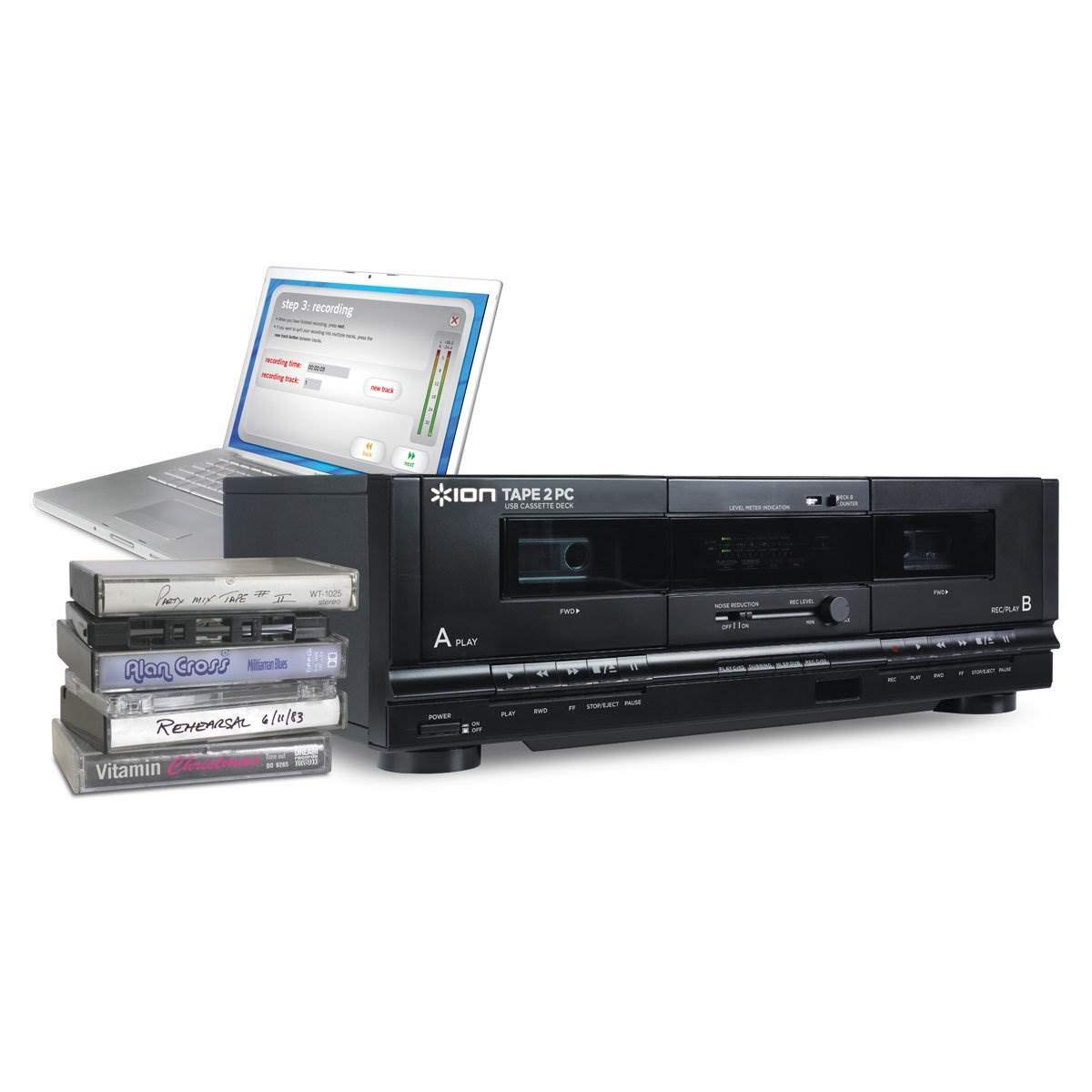 ION Audio Tape 2 PC | USB Cassette Deck Conversion System with RCA & USB Cables