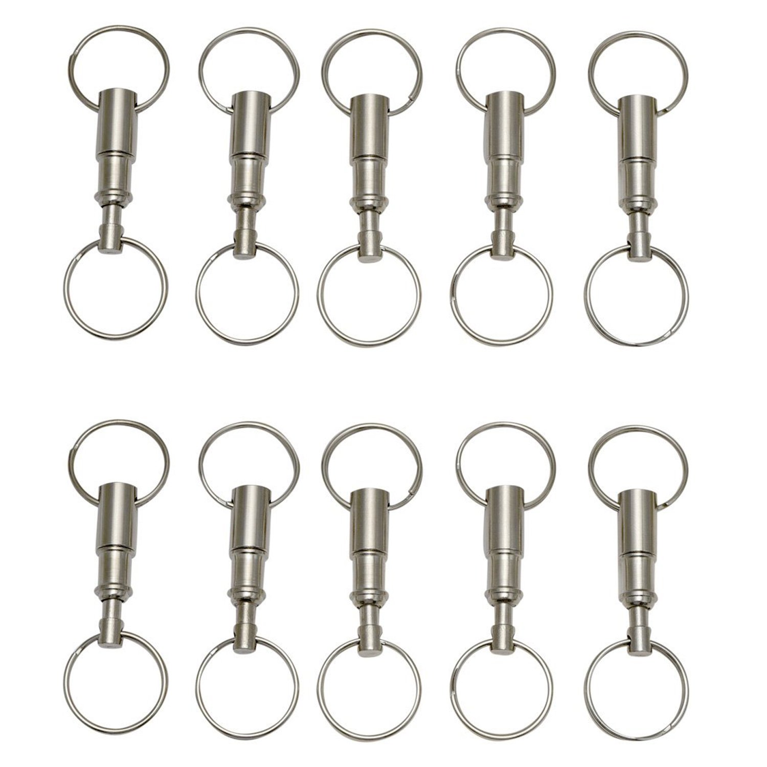 Honbay 10PCS Detachable Pull Apart Key Rings Keychains Heavy Duty Dual Key Ring Snap Lock Holder