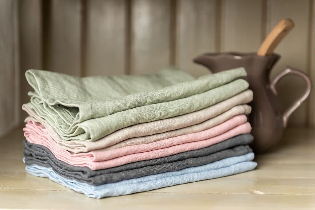 Linen Tea Towel Washed + Softened | 100% Oeko-Tex Linen 27" x 20" | Made in India (Dark Stormy Grey)