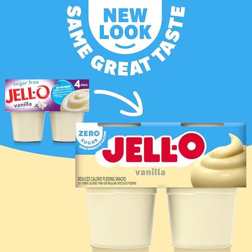Jell-O Vanilla Sugar Free Refrigerated Pudding Cups Snack (4 ct Cups)