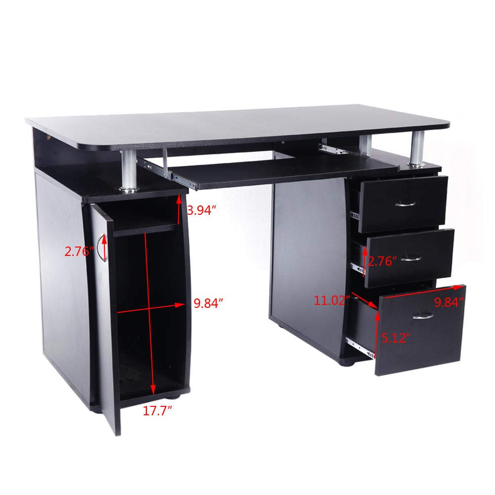 KTHUSS Computer Desk with Drawers,Home Office Desk, Computer Workstation, Study Writing Desk with Storage Drawer and Pull-Out Keyboard Tray