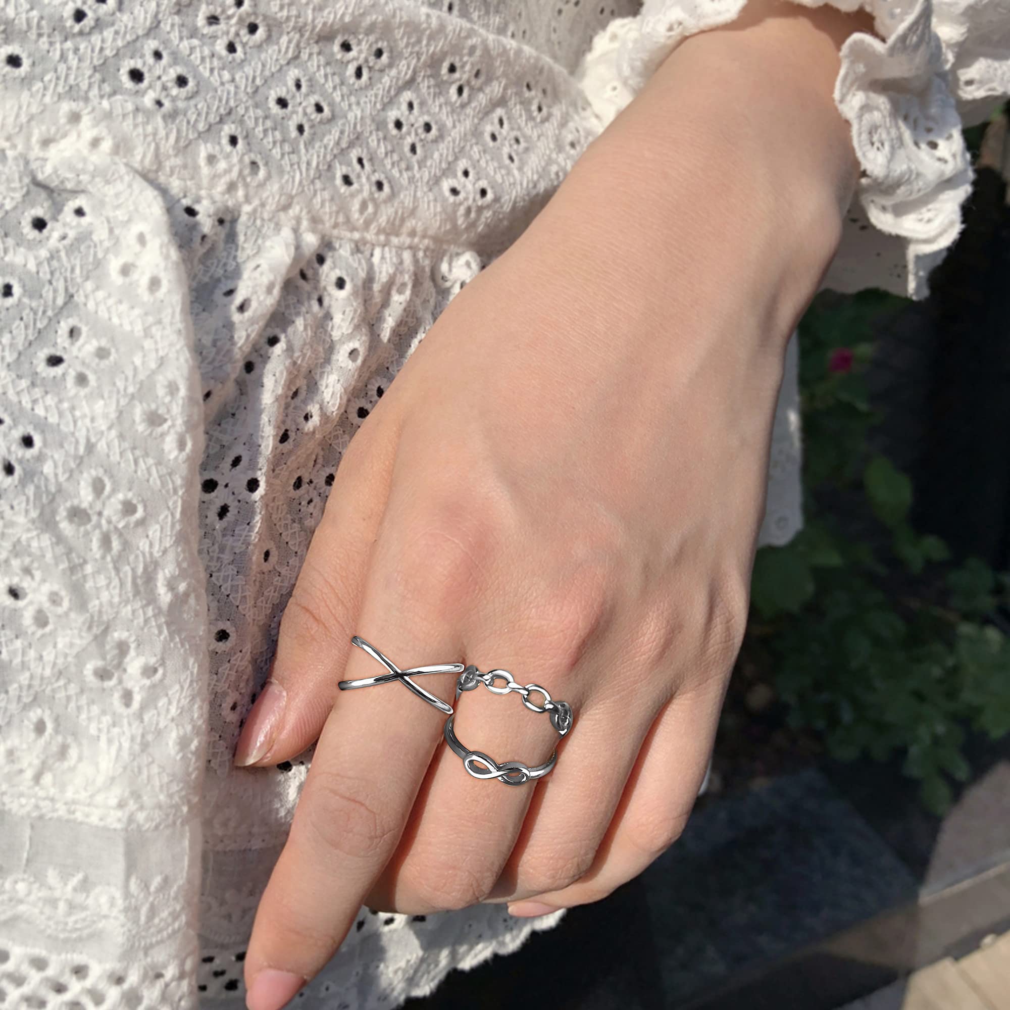 Kakonia 12PCS Adjustable Rings for Women Butterfly Stacking Rings Open Gold Silver Rings Set Simple Knuckle Rings Pack