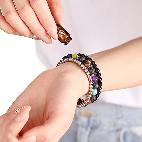 SYJUAN Coolest Mindfulness Yoga Gifts 7 Chakra Bracelet Multi Layer Worry Stone for Anxiety Aromatherapy Diffuser Reiki Meditation Gifts for Women