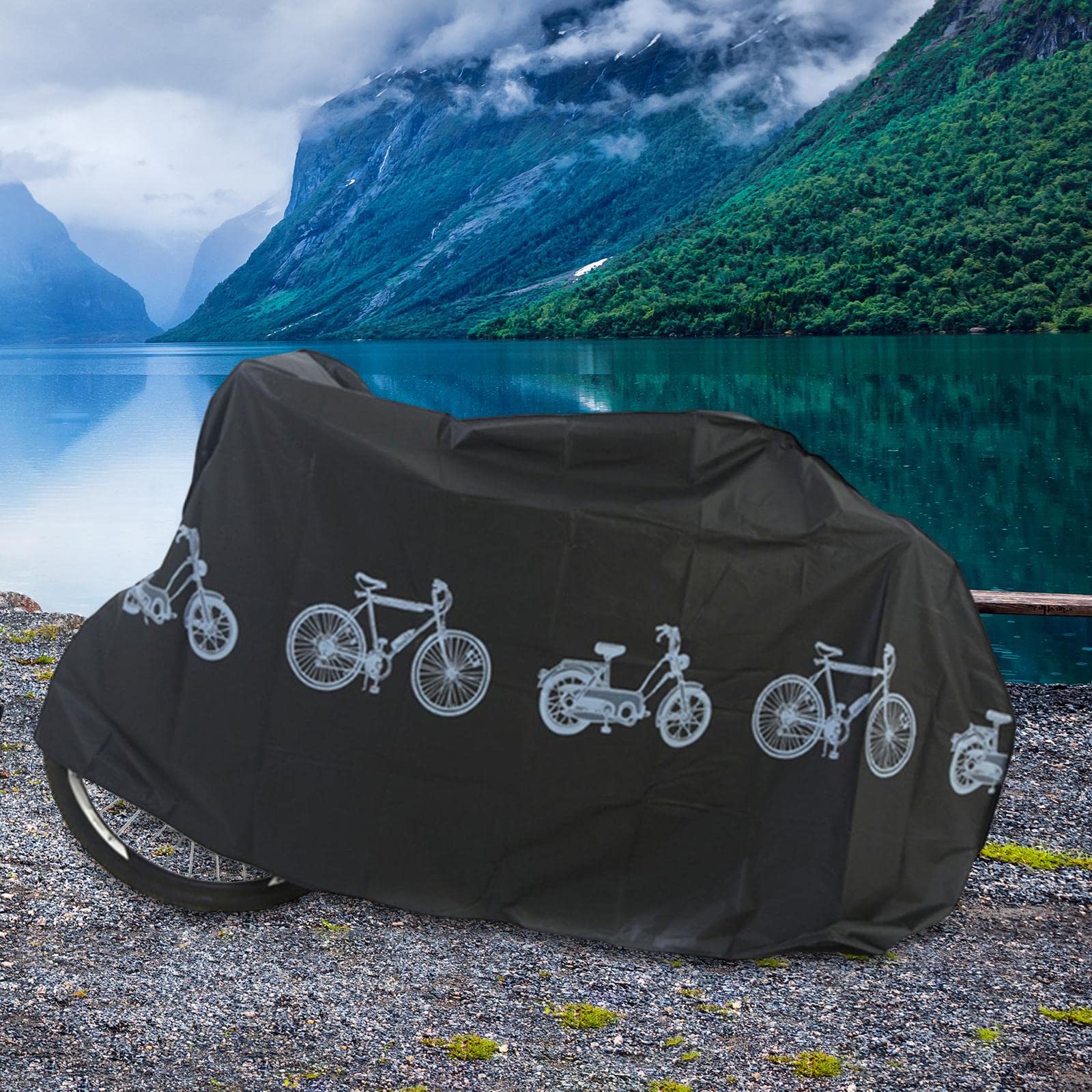 Mountain Road Bike Cover Waterproof Windproof Raincoat for Motorcycle , Black