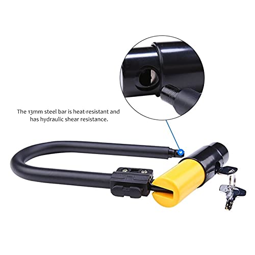 LJJSMG Bicycle U-Lock Cable Lock Set with 2 Copper Keys Anti-Theft Bicycle Lock Set Heavy Duty Steel Security Bicycle Accessories (Color : Yellow)
