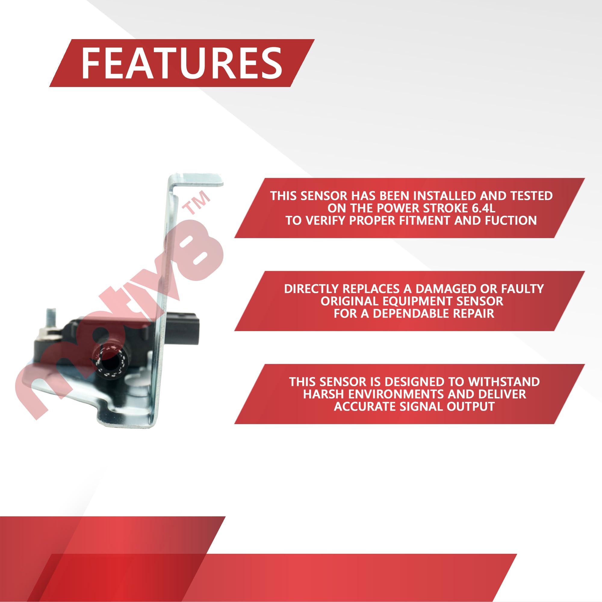 Motiv8 6.4L Power Stroke EGR Pressure Feedback Sensor (DPFE) | Compatible with 6.4L FORD SUPER DUTY F250 F350 F450 F550 2008 2009 2010 | Replaces: 8C3Z9J460D DPFE9 DPFE17 AP63473