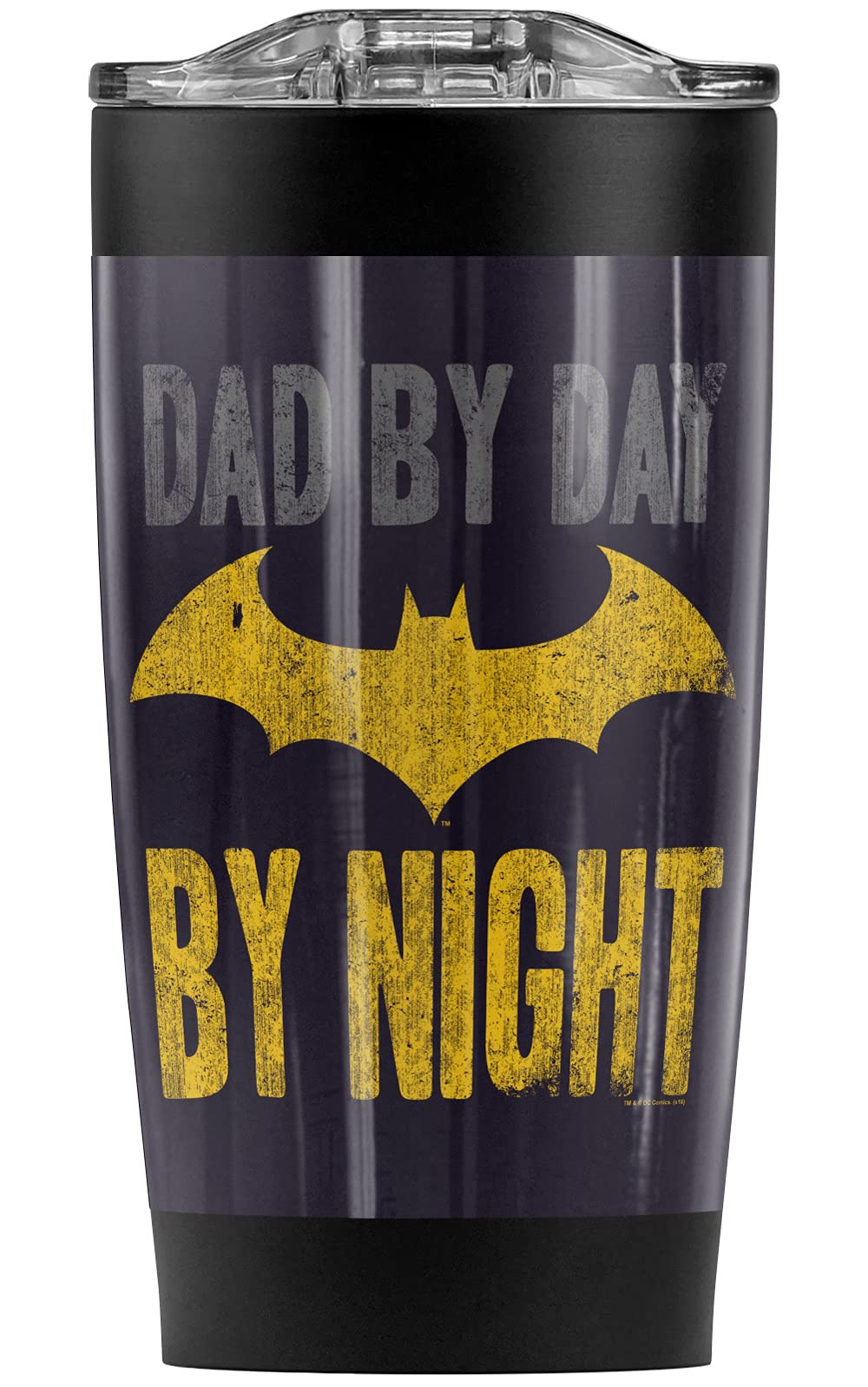 Logovision Batman Dad By Day Stainless Steel Tumbler 20 oz Coffee Travel Mug/Cup, Vacuum Insulated & Double Wall with Leakproof Sliding Lid | Great for Hot Drinks and Cold Beverages