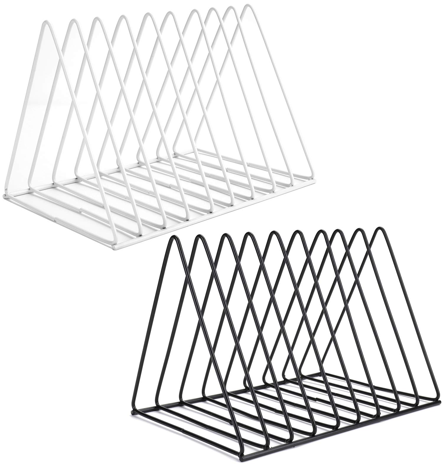 Lawei Set of 2 File Holder Stand 9 Slots Magazine Rack Book Record Holder Triangle Bookshelf Desktop File Organizer Decor Home Office