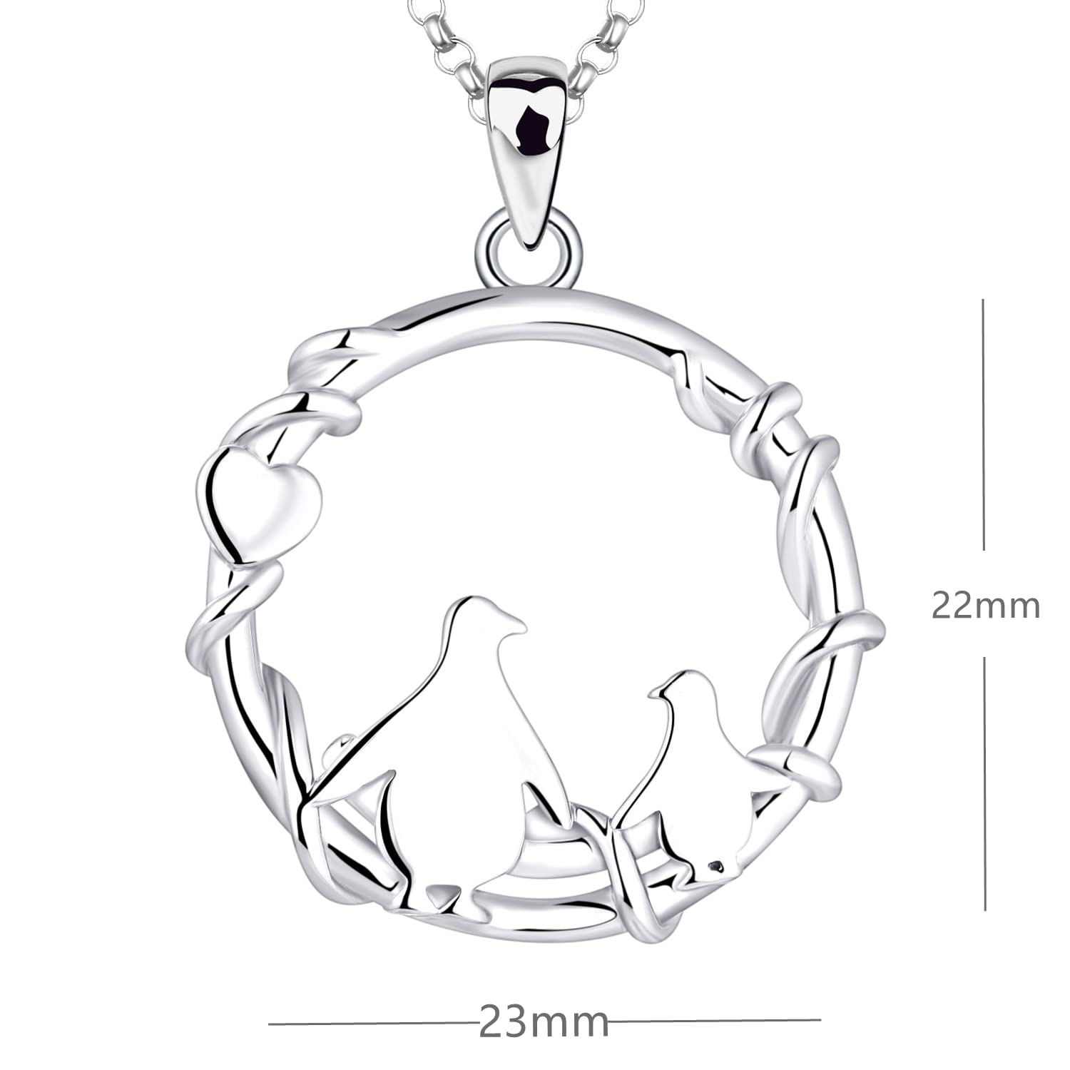 JO WISDOM 925 Sterling Silver Cubic Zirconia Penguin Pendant Necklace,18+2" Extender