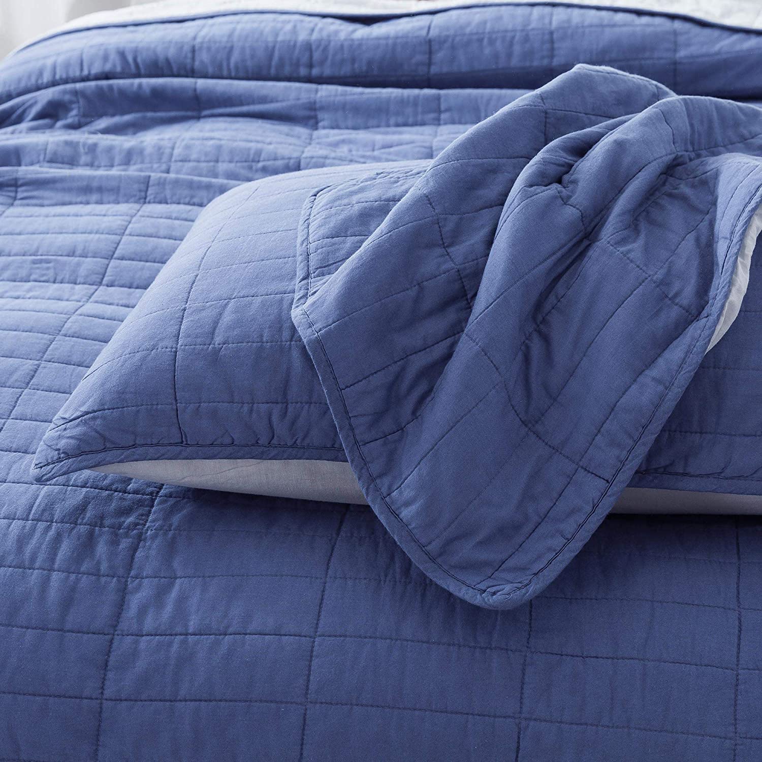 KASENTEX 3-Piece Oversized King Quilt Set Soft 100% Cotton Bedspread Coverlet Sets (Teal, 112X106+20X36 X2)