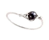 JKL STERLING SILVER WIRE RING WITH HEMATITE BEAD SIZE 5