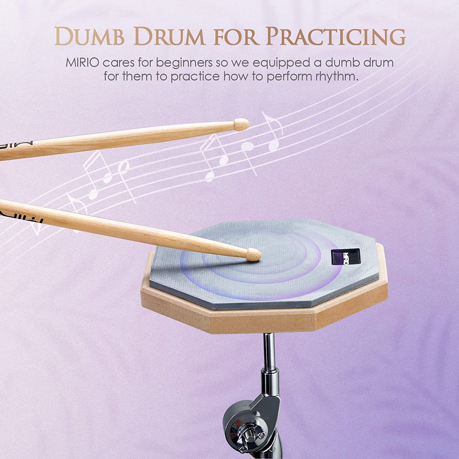 MIRIO Glockenspiel 32 Notes, Violet Xylophone Percussion Bell Kit for Student, Adult, with 8" Drum Practice Pad, Mallets, Adjustable Height Frame, Music Stand and Carrying Case