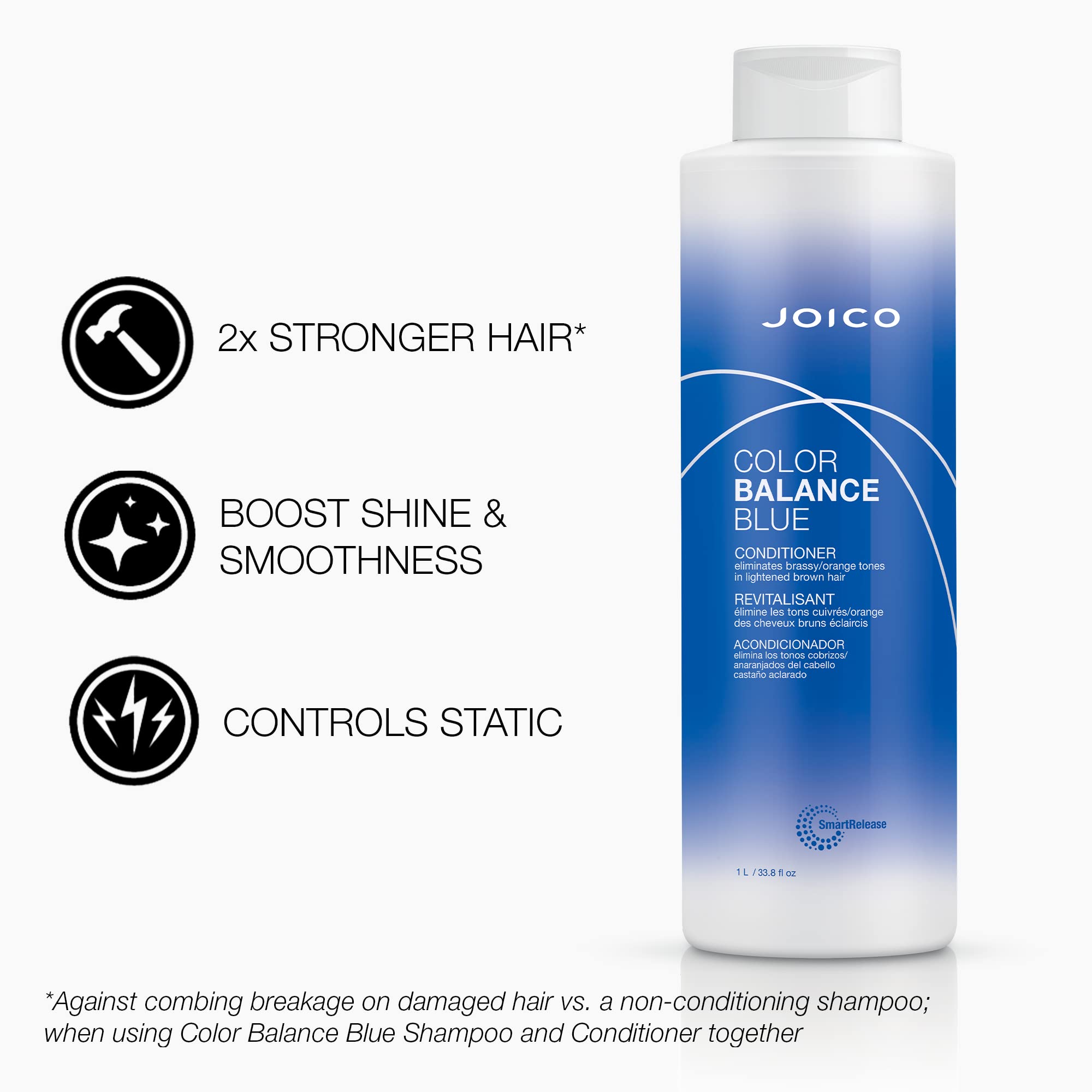 Joico Color Balance Blue Shampoo & Conditioner Set | Eliminate Brassy and Orange Tones | For Lightened Brown Hair
