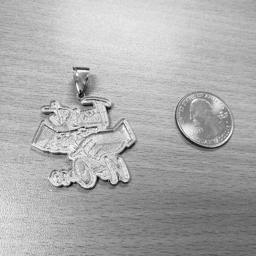 LA BLINGZ Sterling Silver TRUST NO ONE Hip-Hop Pendant