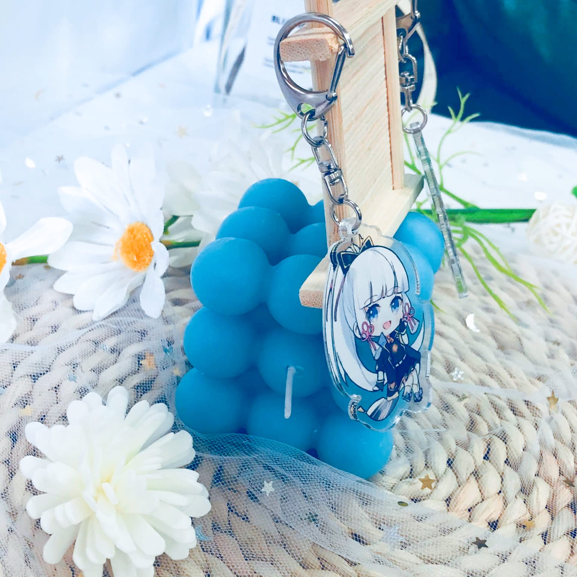 MadelYN 8Pcs Genshin Impact keychains Cute Game Acrylic Keychain Japanese Anime Cartoon Key Charm Rings Anime Figure Keyring Accessories, 5-6CM