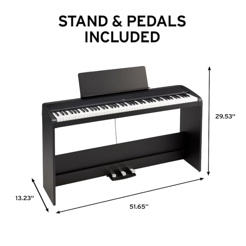 Korg, Portable Digital Piano with 88-Key Full Size Weighted Keyboard, Built-in Speakers, Furniture, Music Stand, and 3-Pedal Unit (B2SP BK)