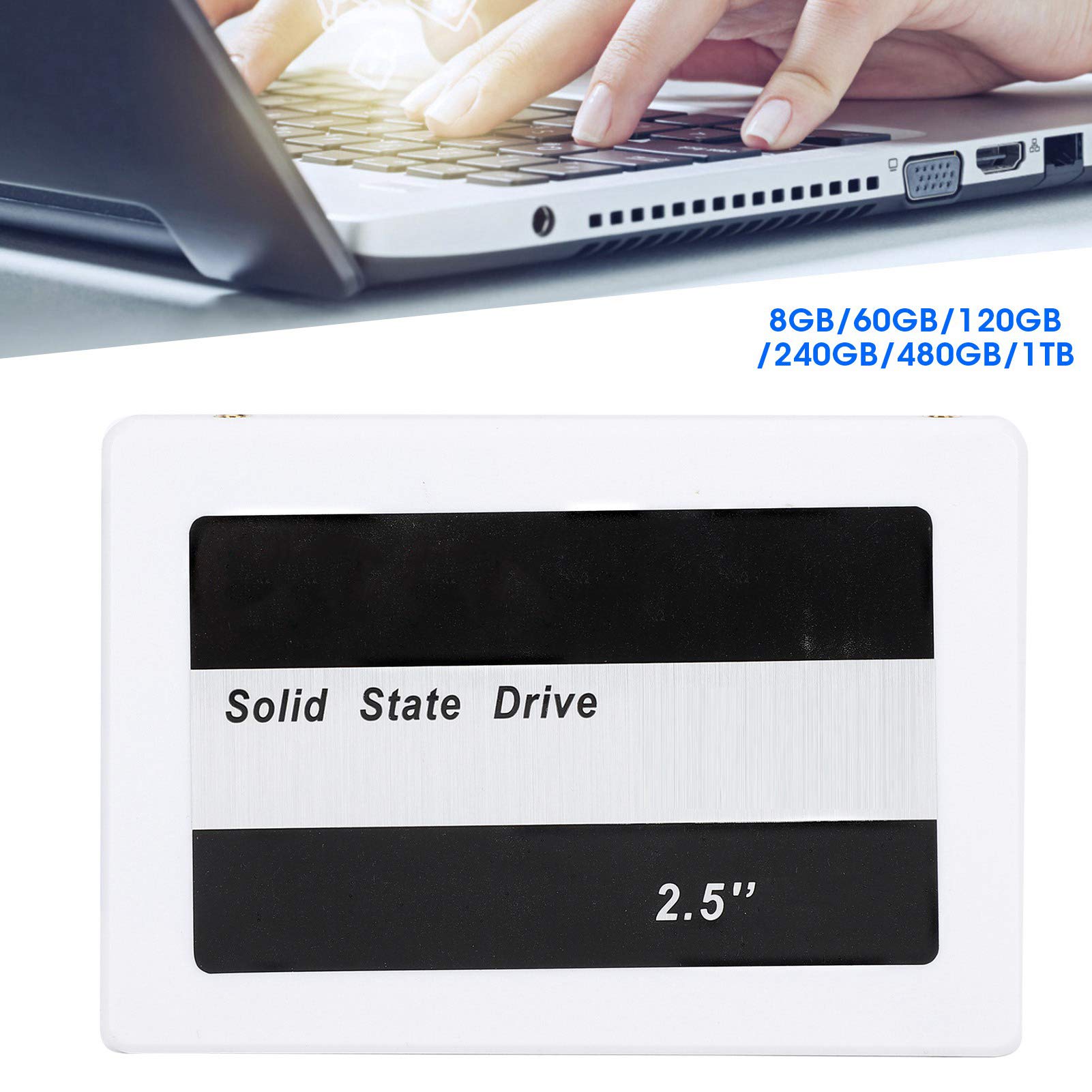 Rankomu Internal Solid State Hard Disk SSD for Laptop PC Desktop 2.5 Inch White (8GB/60GB/120GB/240GB/480GB/1TB)(240GB)