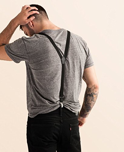 JJ Suspenders Thin Y Suspenders For Men with Elastic Strap & Dual Clips