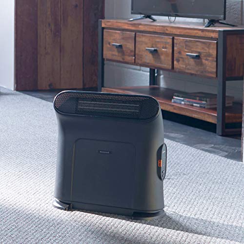 Honeywell EnergySmart ThermaWave Ceramic Space Heater, Black – Energy Efficient Ceramic Heater with Two Heat Settings and Slim Tower Design