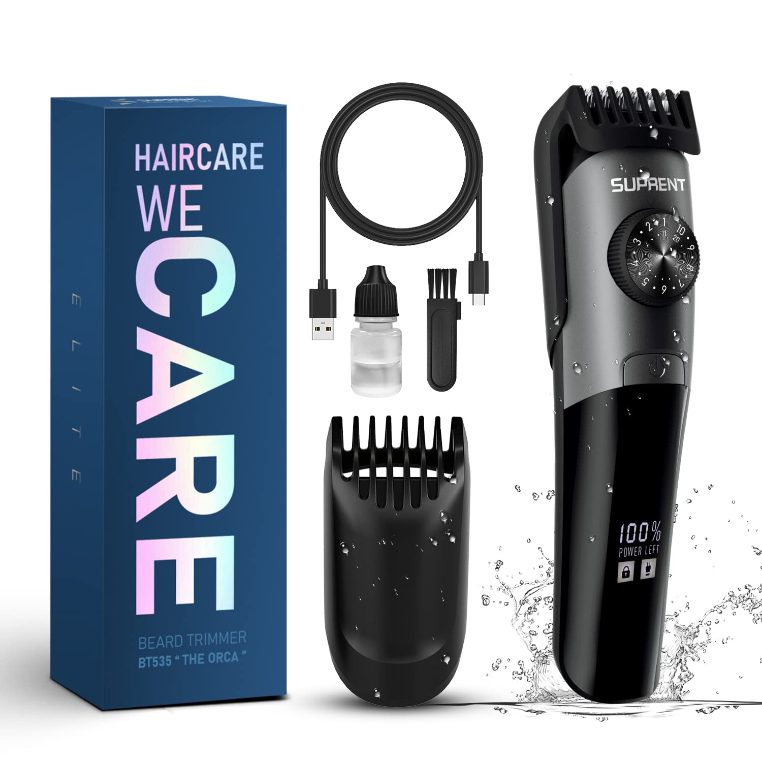 SUPRENT Beard Trimmer for Men Waterproof & Professional Hair Clippers for Men