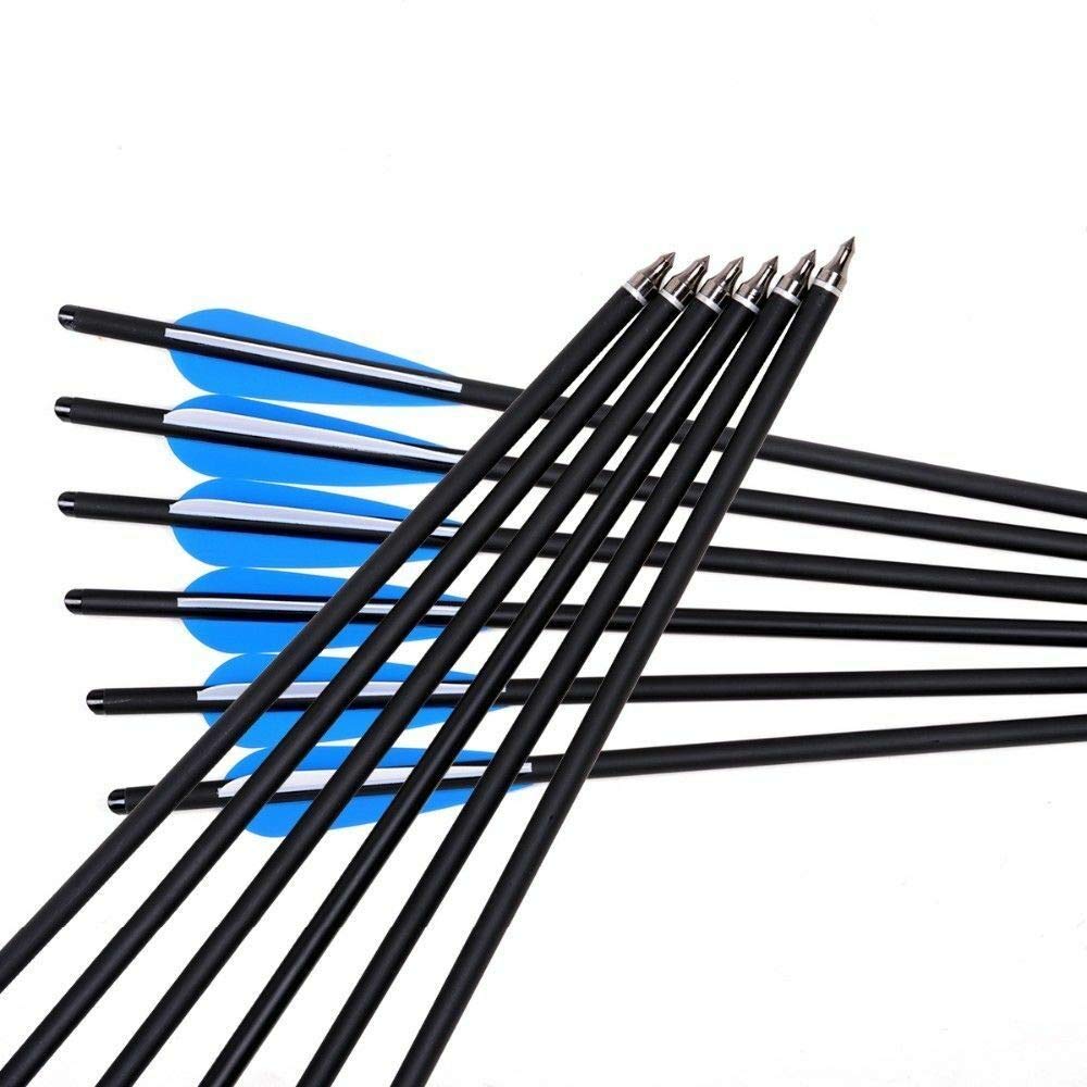 Jocoo 20" Carbon Crossbow Bolts Hunting Archery 20 Inch Arrows with 4" vanes and Replaced Arrowhead/Tip (12 Pack)