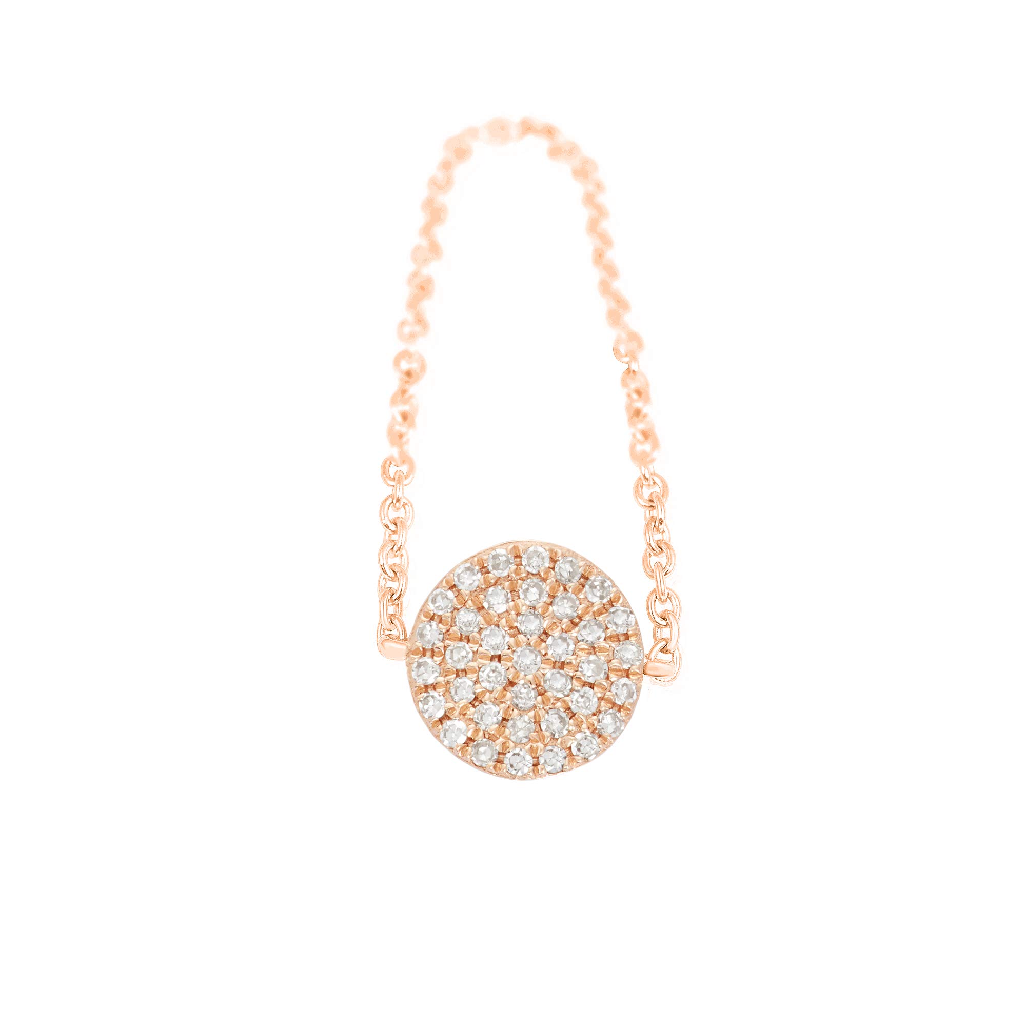 JULIETTE COLLECTION 14K Yellow Gold Diamonds Pave Round Disc Geometric Chain Rings for Women – Ring Size 6, 0.104ct Total Diamond Weight
