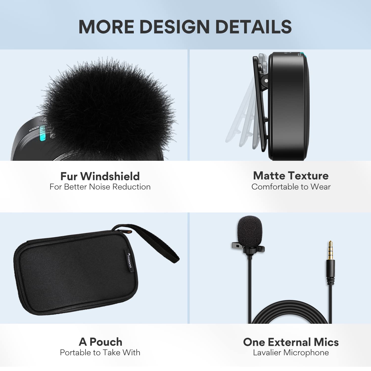 MAONO Compact Wireless Lavalier Microphone, 2.4GHz Dual Lapel Mics with Real-time Monitoring, Gain Adjustment and Mute for Interview, Vlogging, Live Streaming, Phone, Camera (WM820 A1)