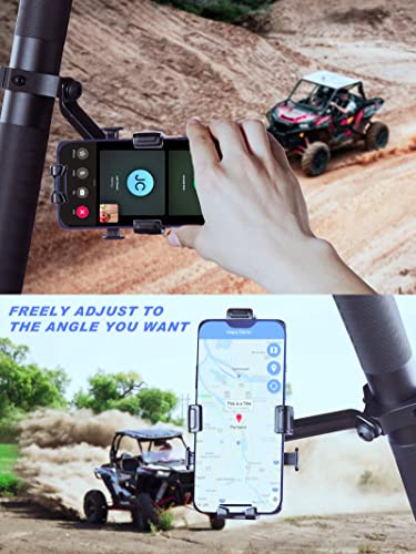 ZIDIYORUO UTV Phone Mount for 1.75"-2" Roll Cage | Aluminium Alloy Holder for Polaris RZR Can Am | Compatible with 4.7"-6.8" Smart Devices | Secure Attachment to UTV/SXS Roll Bar.