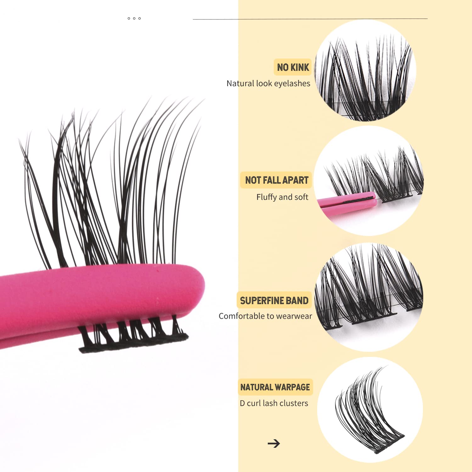 Lash Clusters D Curl 72 Pcs Cluster Lashes Natural Look Lash Extension Clusters Individual Lashes, Eyelash Extension Clusters DIY Lash Extensions at Home Lashes (D Mix 10-16mm, A02)