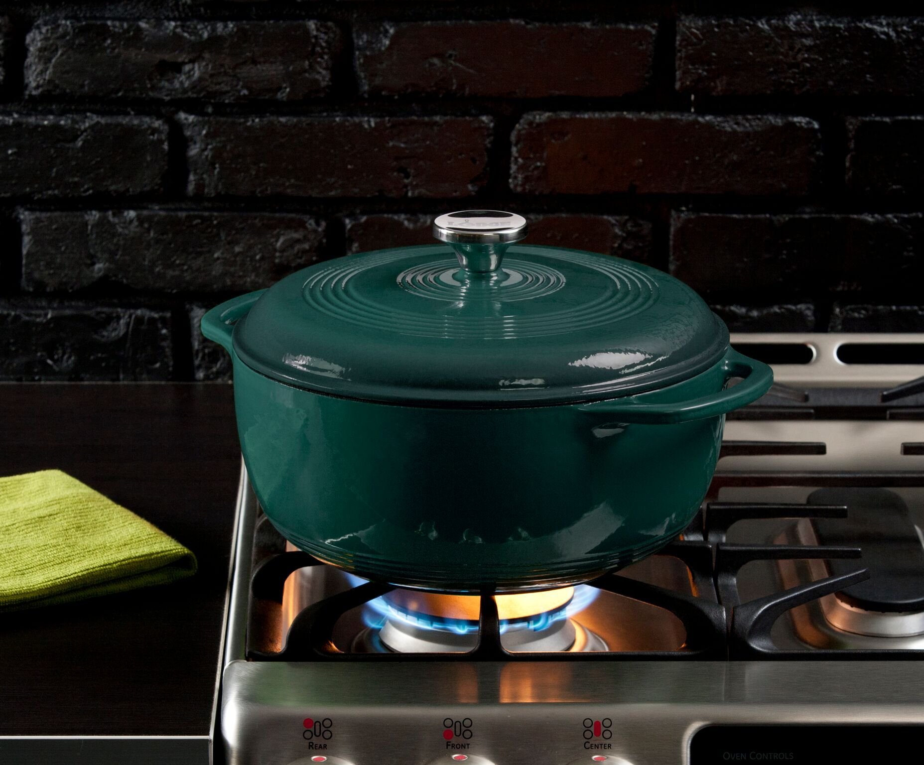 Lodge 6 Quart Enameled Cast Iron Dutch Oven with Lid + Lodge Seasoned Cast Iron Care Kit