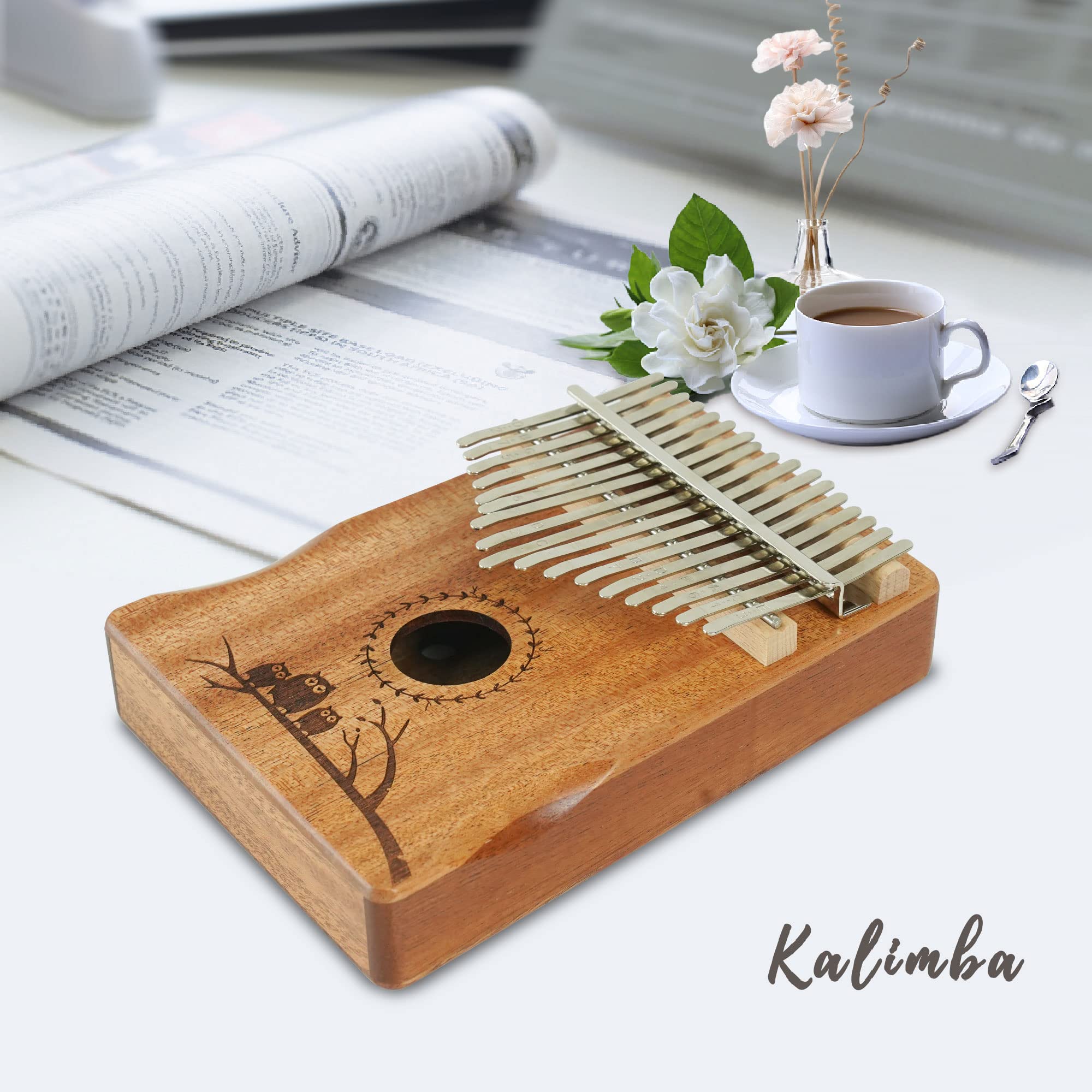 Kalimba Thumb Piano 17 Keys, Portable Finger Piano Musical Instruments Gift for Kids, Adults, Beginners, Professionals, Includes Tuning Hammer & More