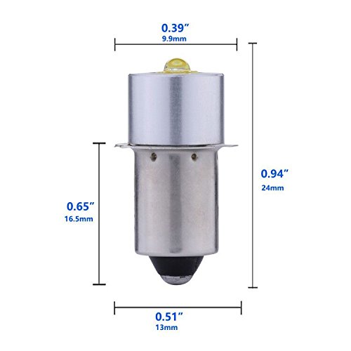 JOMITOP 2 Pack P13.5S LED Replacement Bulbs DC 3W 4-12V LED Upgrade Bulb for Maglight Flashlight on 3 4 5 6 Cell Lantern Torch